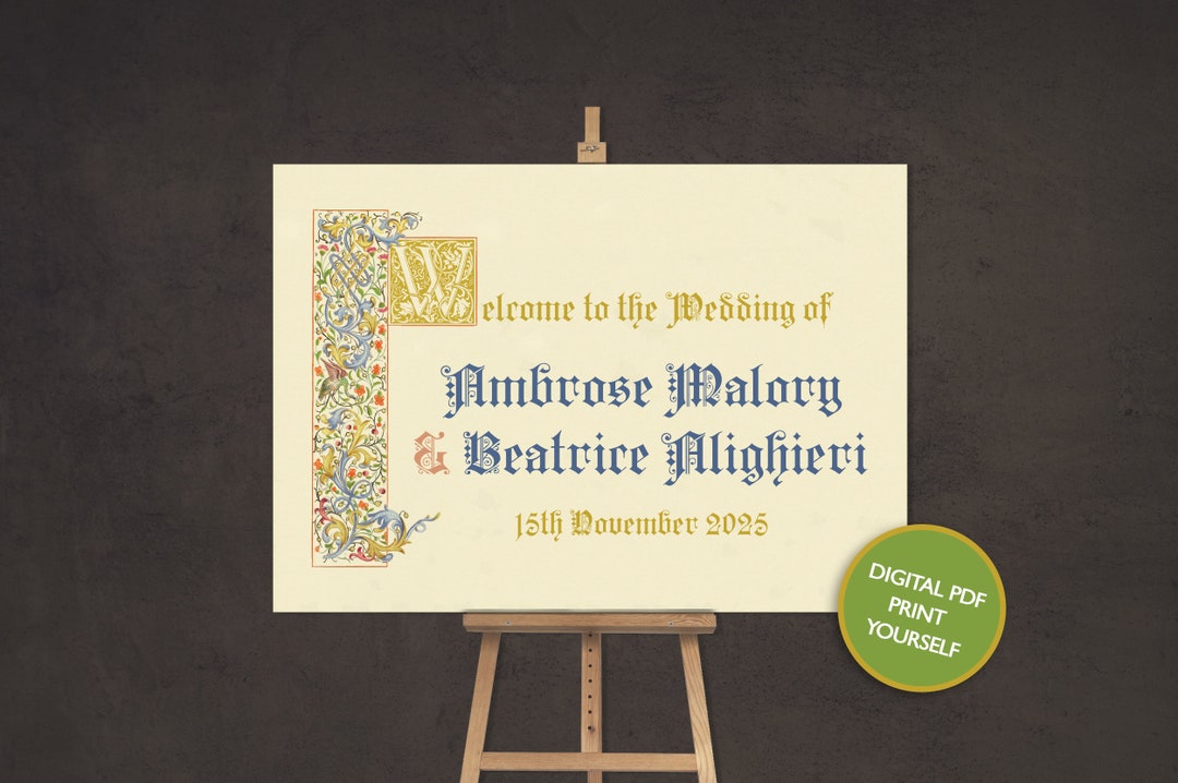 DIGITAL FILE Medieval Fairytale Welcome Sign / Poster - Wedding ...