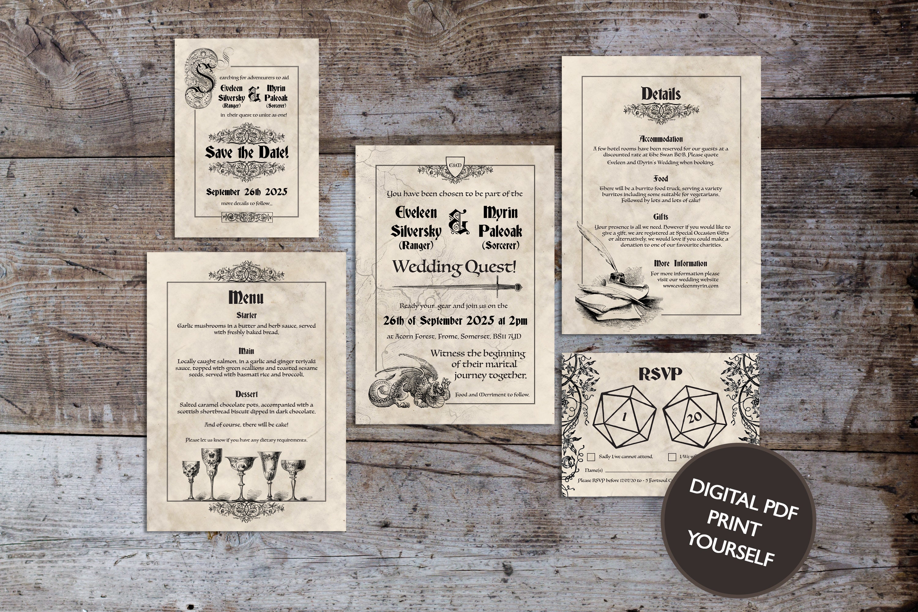 DIGITAL FILE Wedding Set - Medieval Dungeons and Dragons - Etsy