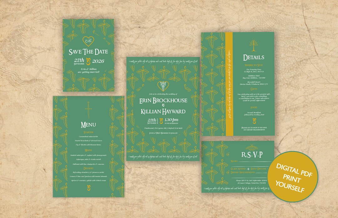 DIGITAL FILE Elven Fantasy Renaissance Wedding Invitation Set - Etsy