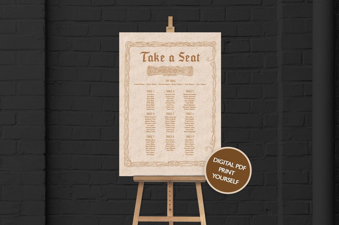 DIGITAL FILE Viking Wedding Table Plan Sign / Poster - Etsy