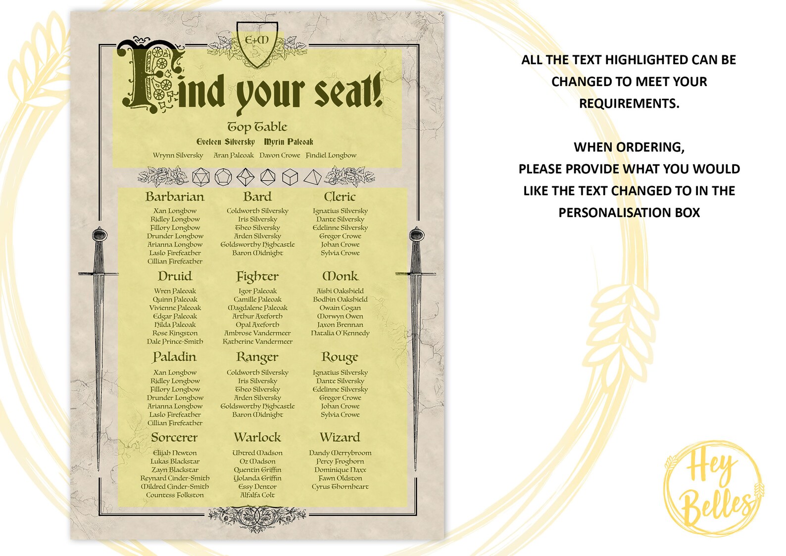DIGITAL FILE Dungeons and Dragons Wedding Table Plan Sign / - Etsy