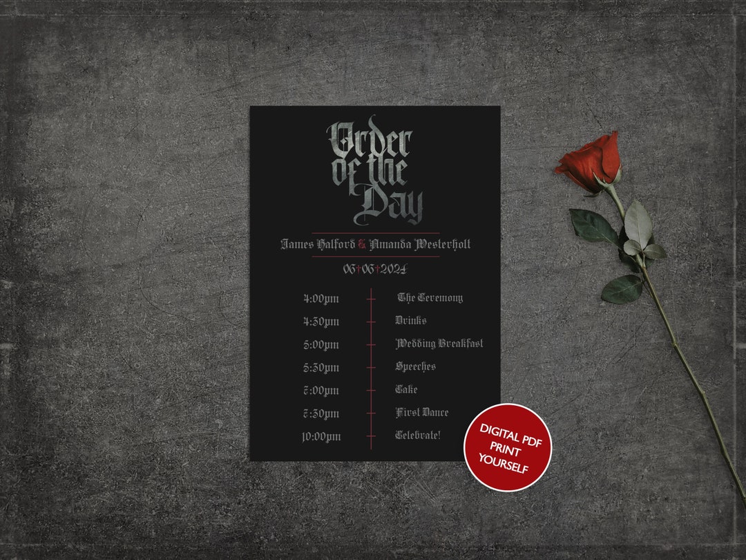 DIGITAL FILE Gothic Metal Medieval Order of the Day - Etsy