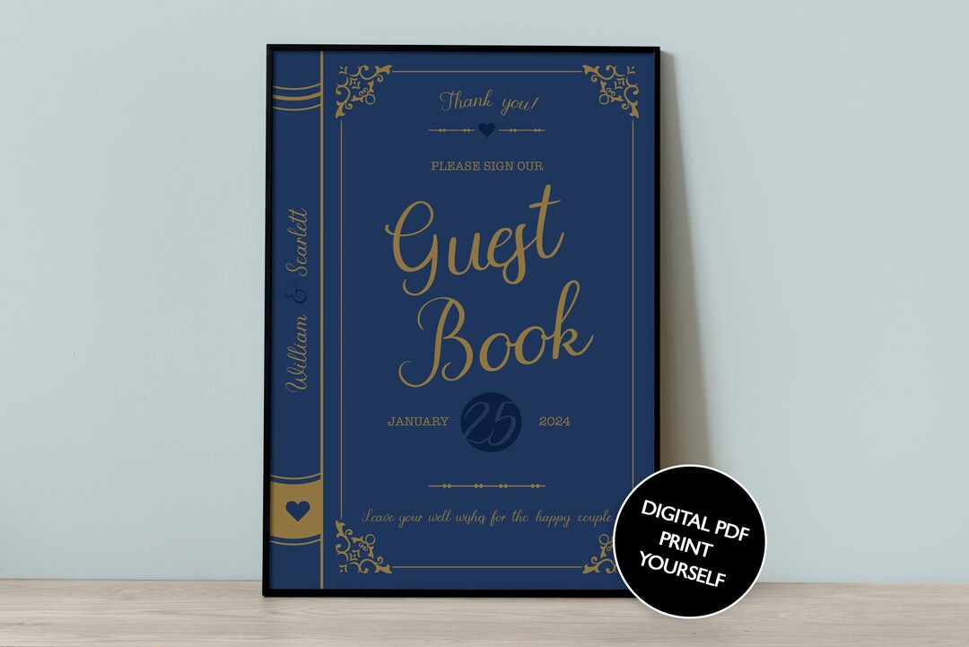 DIGITAL FILE Book Cover Wedding Guestbook Sign - Etsy