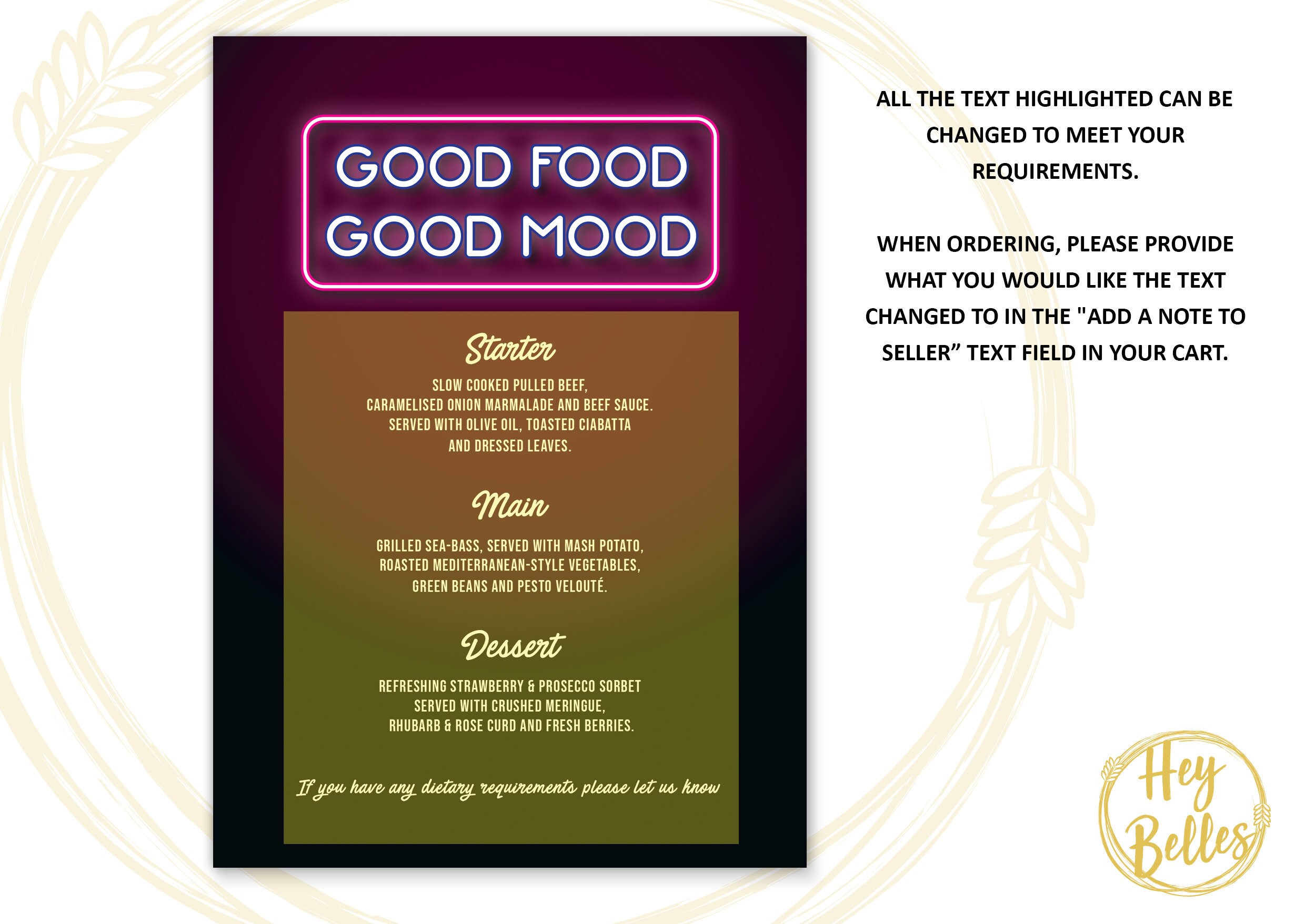 Neon Lights Menu PRINTABLE DIGITAL | Etsy