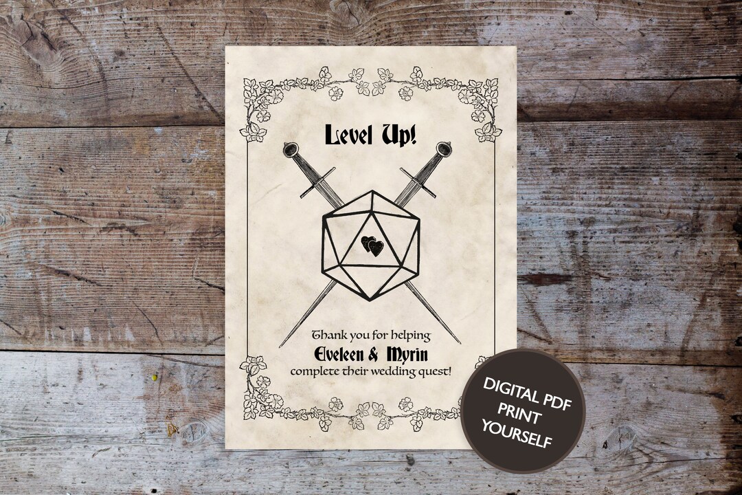 DIGITAL FILE Dungeons and Dragons Wedding Thank You Card Postcard - Etsy