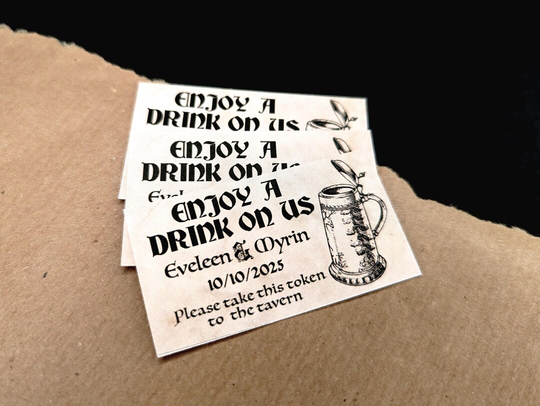 Dungeons & Dragons Medieval Tavern Drink Token Personalised Wedding ...