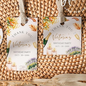Autumn Countryside Favor Tag Printable Template, Round Sticker Thank ...