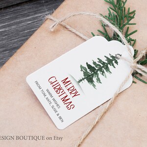 Pine Tree Christmas Gift Tag Template, Holiday Printable Favor Tag ...
