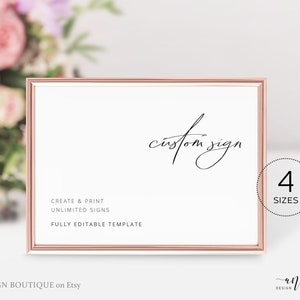 Modern Minimalist Custom Sign Template, 100% Editable Modern ...