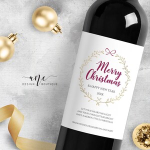 Printable Christmas Wine Label Template, Editable Christmas Wine Bottle ...