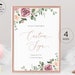 Boho Floral Wedding Sign Template, Eucalyptus Mauve Roses Watercolor ...