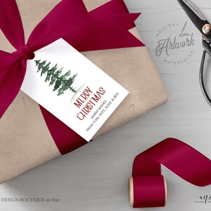 Pine Tree Christmas Gift Tag Template, Holiday Printable Favor Tag ...