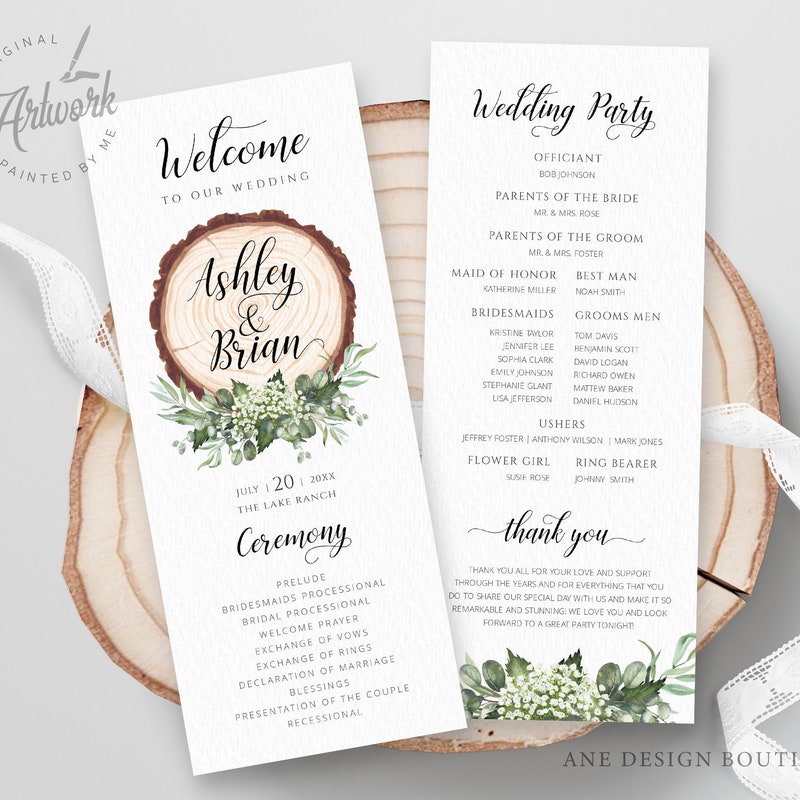 Rustic Wedding Program - Etsy