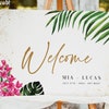 Tropical Wedding Welcome Sign Template, Palm Leaf Greenery Beach ...