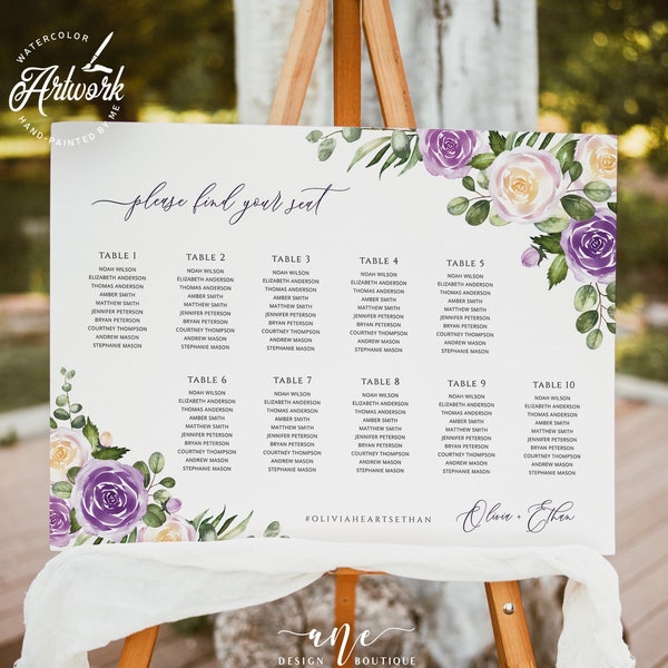 Purple Digital Wedding Seating Chart - Etsy
