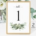 Rustic Greenery Table Numbers Template, Printable Wedding Table Seating ...
