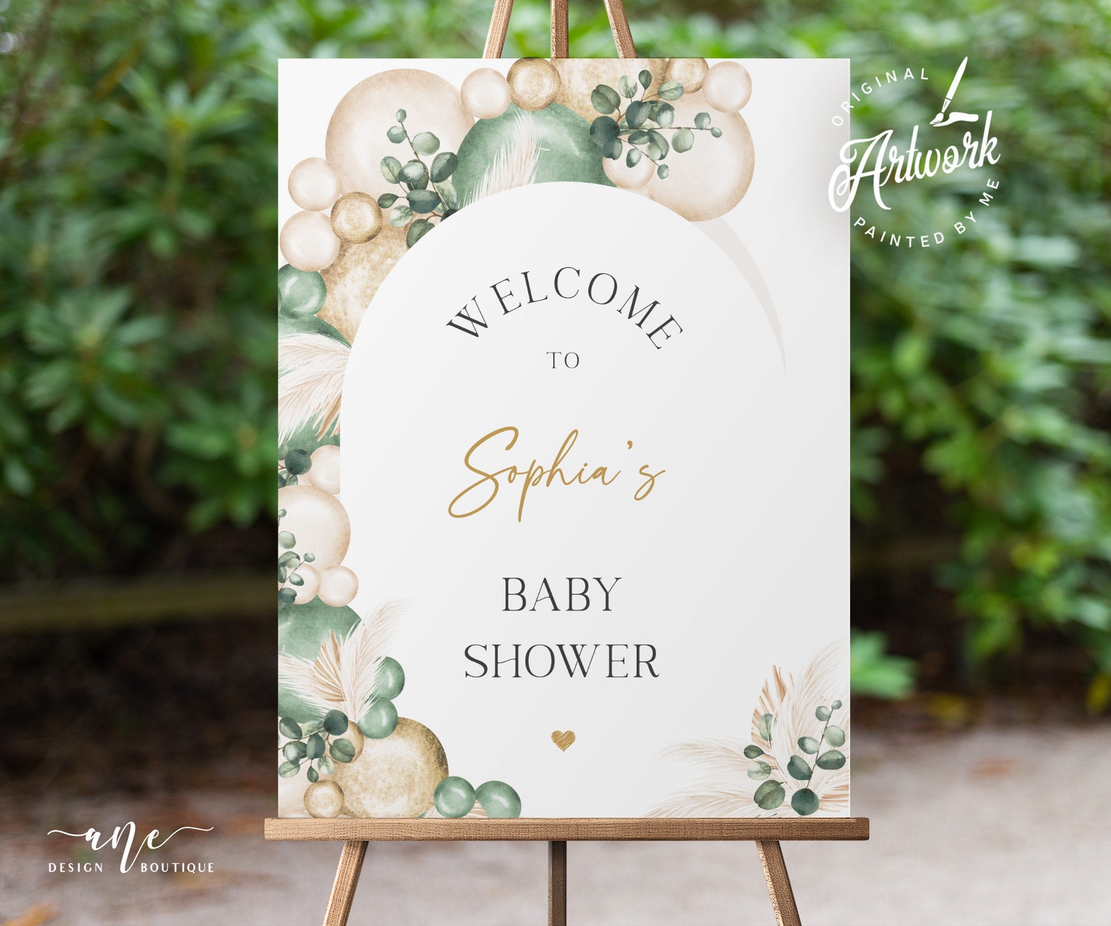 Sage Green Baby Shower Welcome Sign Template, Gender Neutral Editable ...