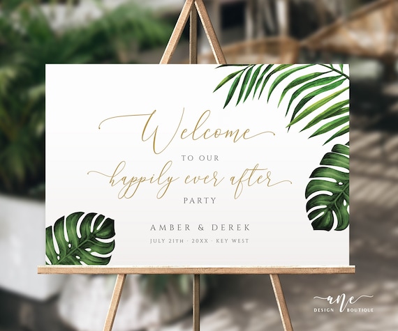 Tropical Wedding Welcome Sign Printable Template Beach - Etsy