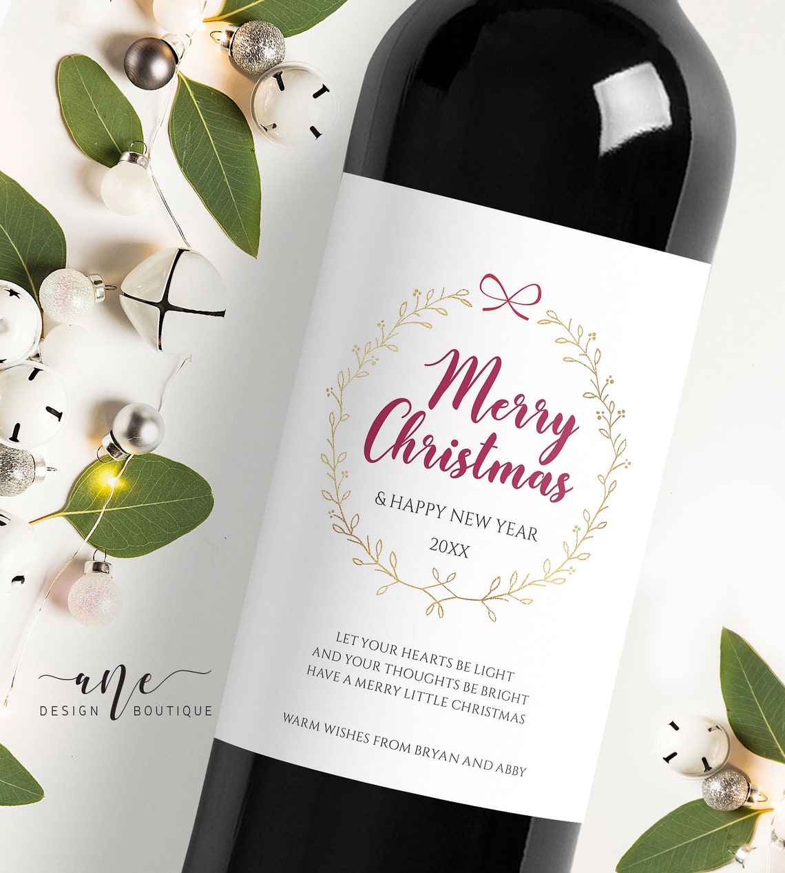 Printable Christmas Wine Label Template Editable Christmas - Etsy