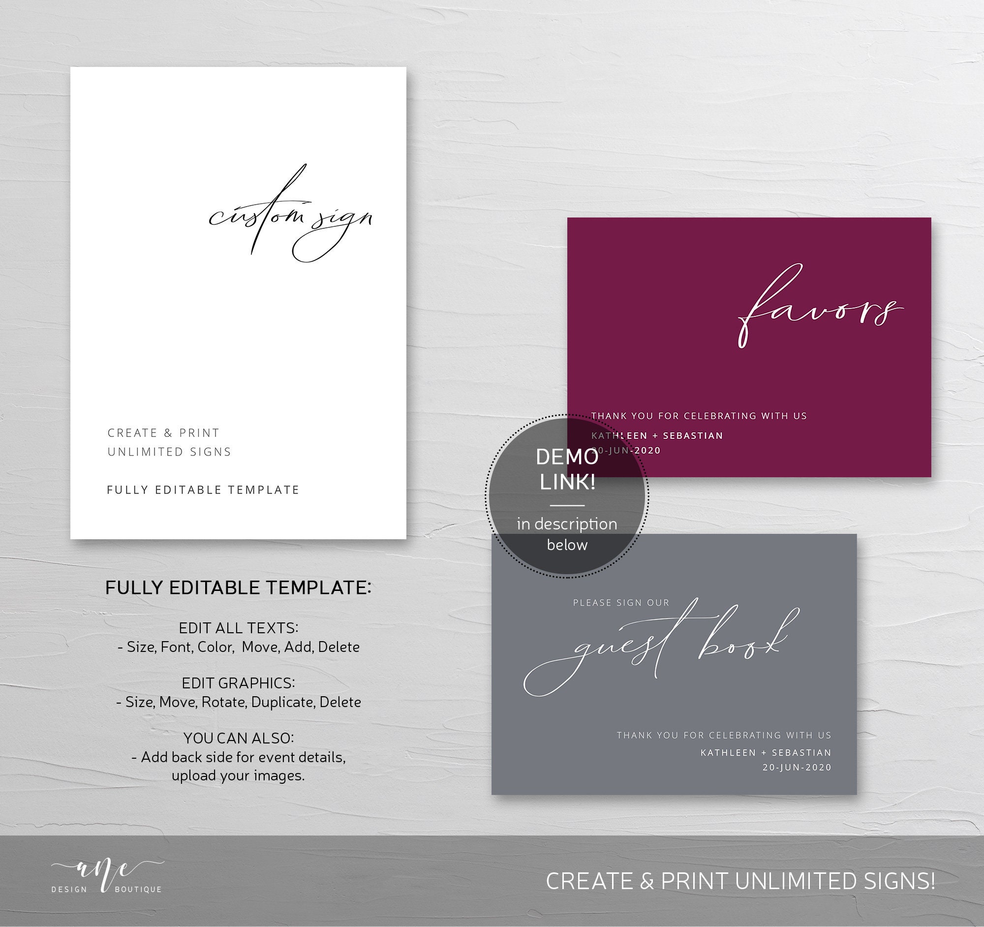 Modern Minimalist Custom Sign Template 100% Editable Modern - Etsy