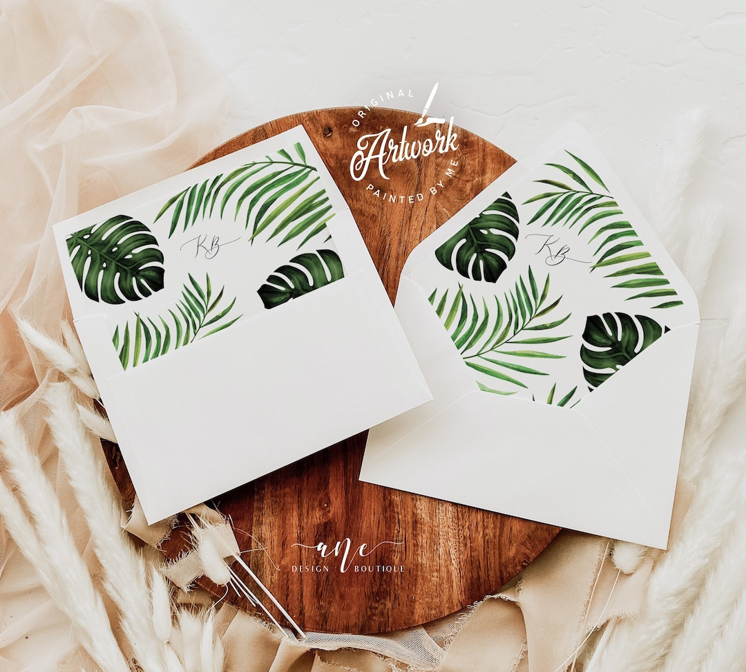 Printable Destination Wedding Envelope Liner Template, Tropical ...
