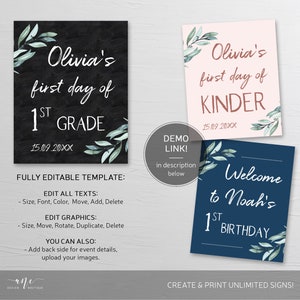 Back to School Chalkboard Sign Template, Fully Editable, Any Grade ...