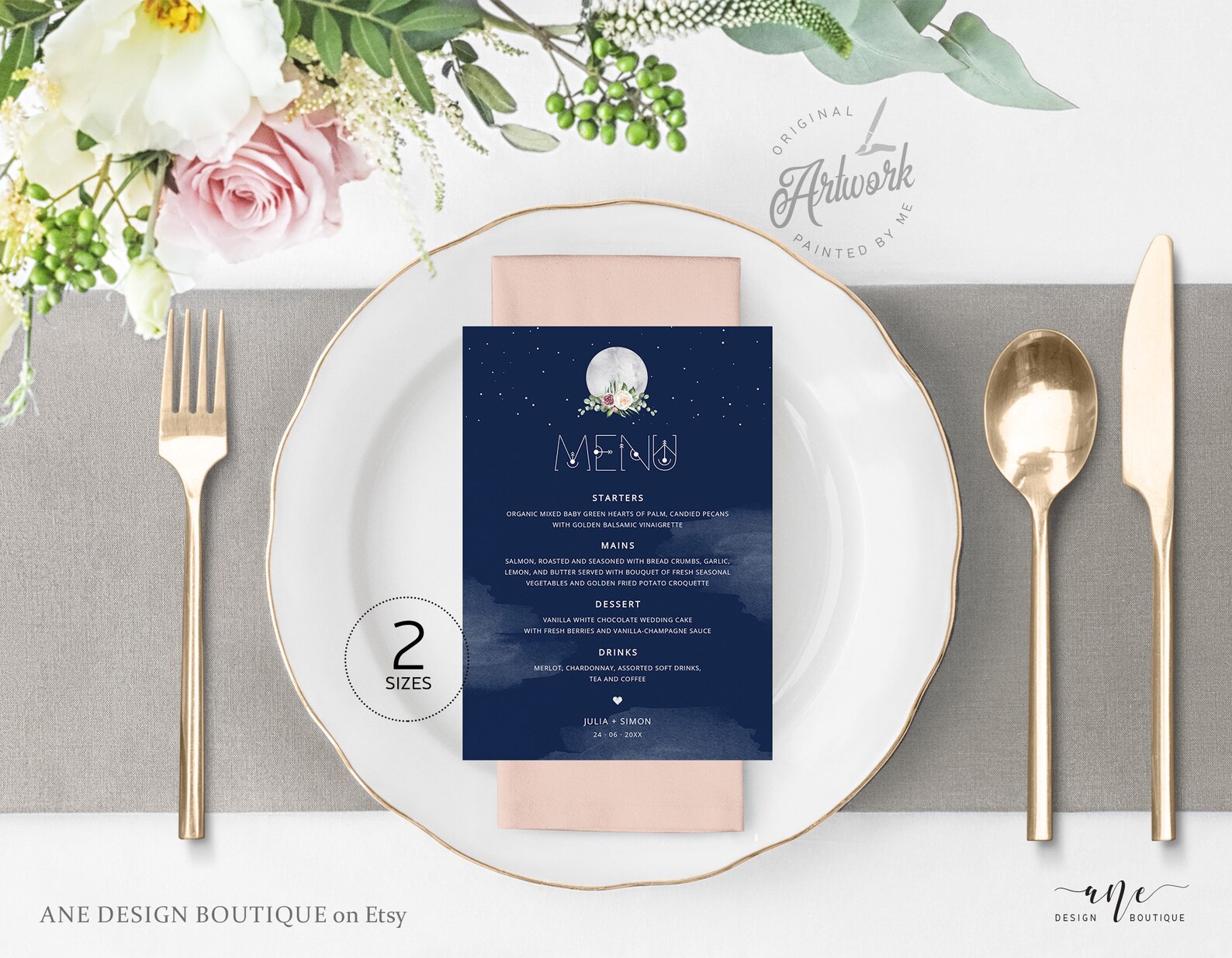 Celestial Moon Wedding Menu Template Starry Night Sky Dinner - Etsy