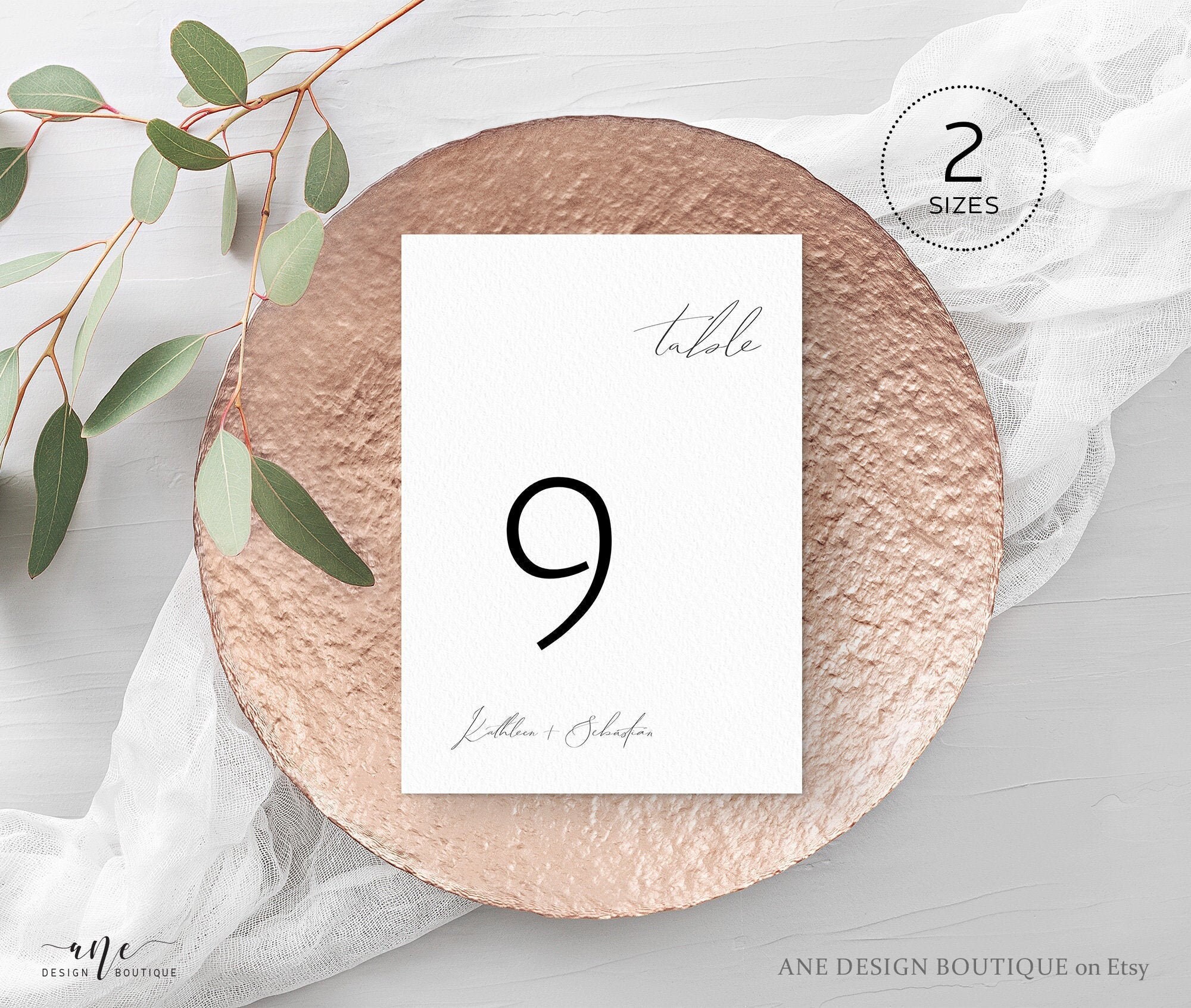Minimalist Table Number Cards Template, Simple Modern Calligraphy ...