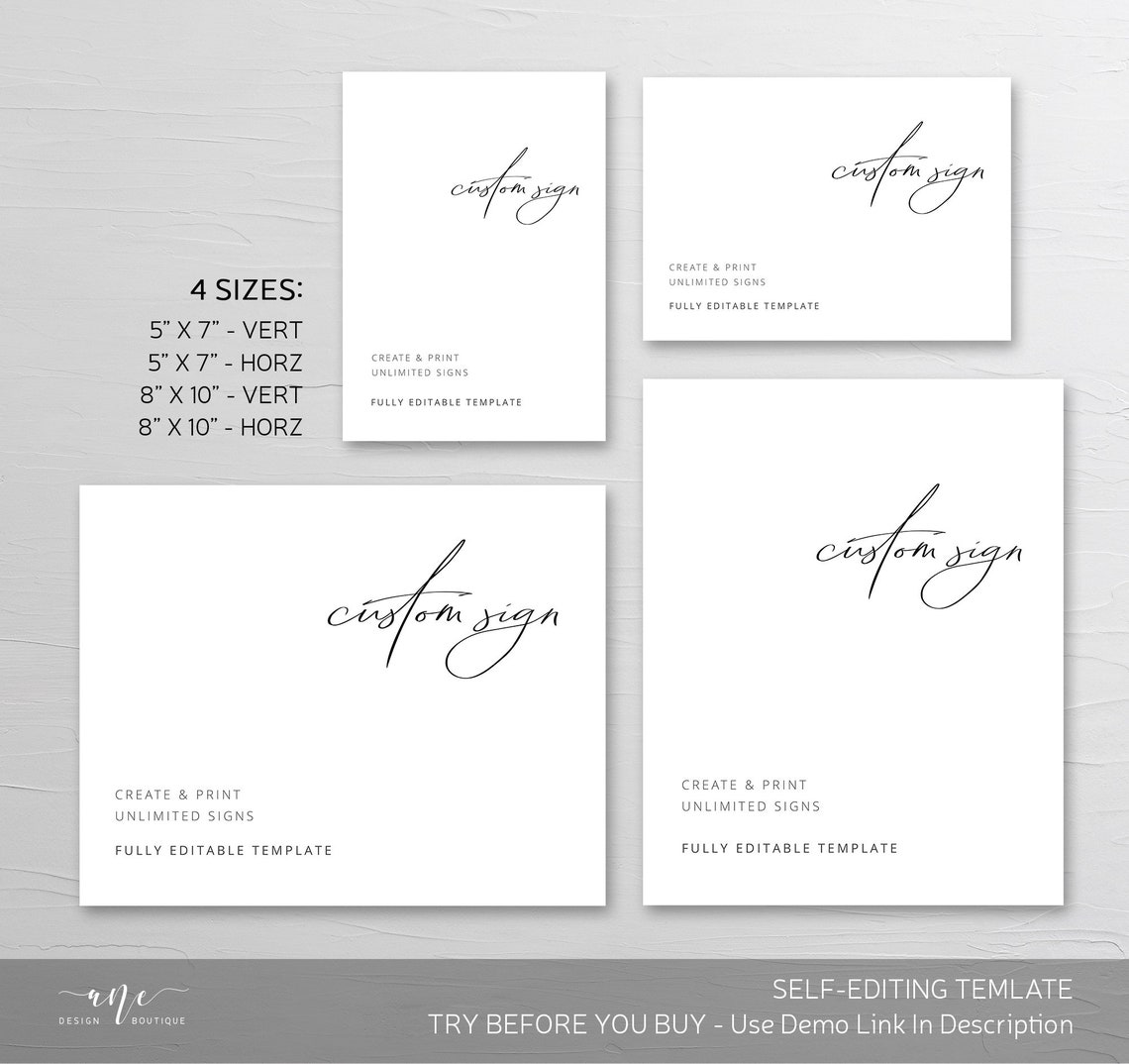 Modern Minimalist Custom Sign Template 100% Editable Modern - Etsy