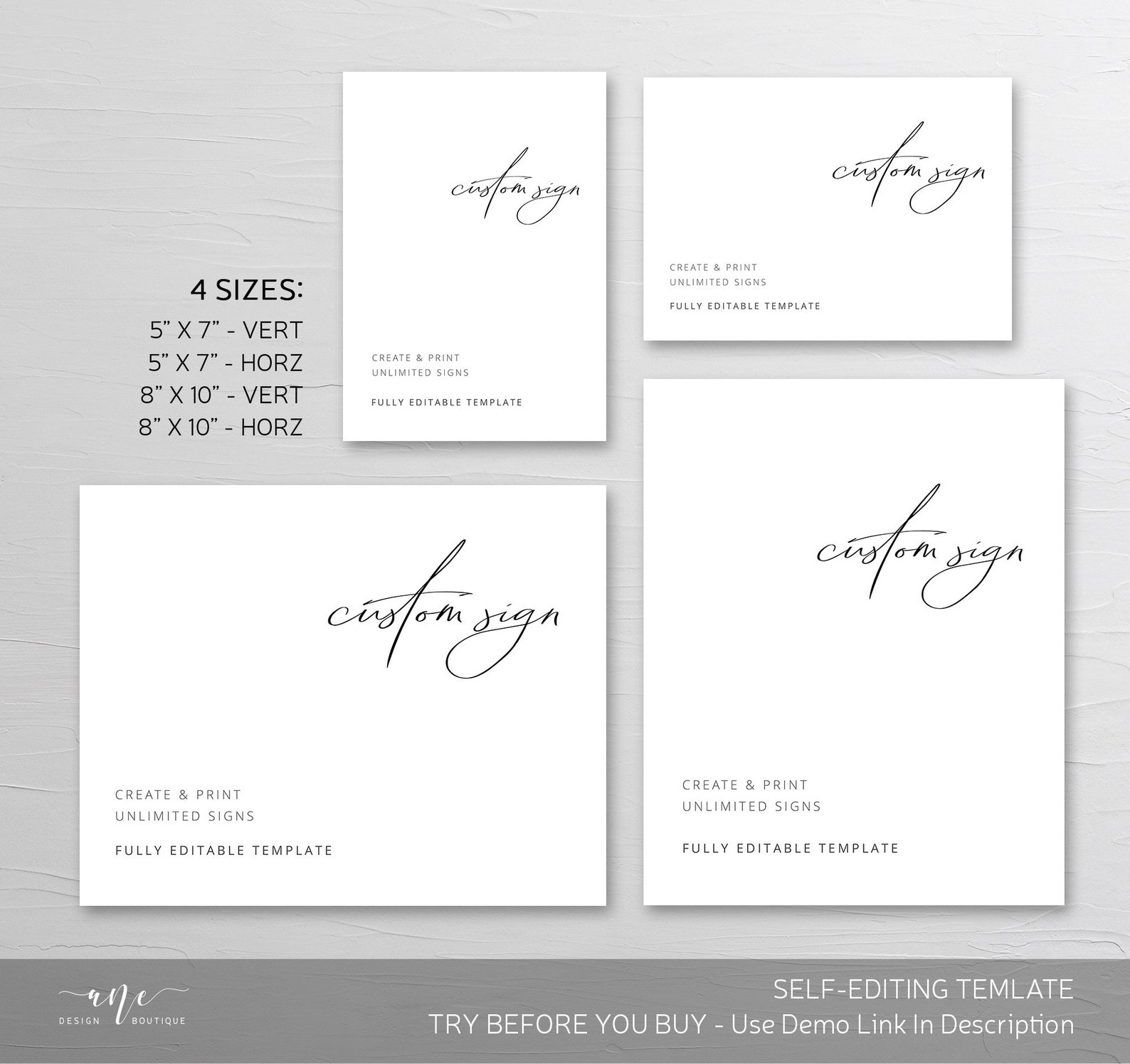 Modern Minimalist Custom Sign Template 100% Editable Modern - Etsy