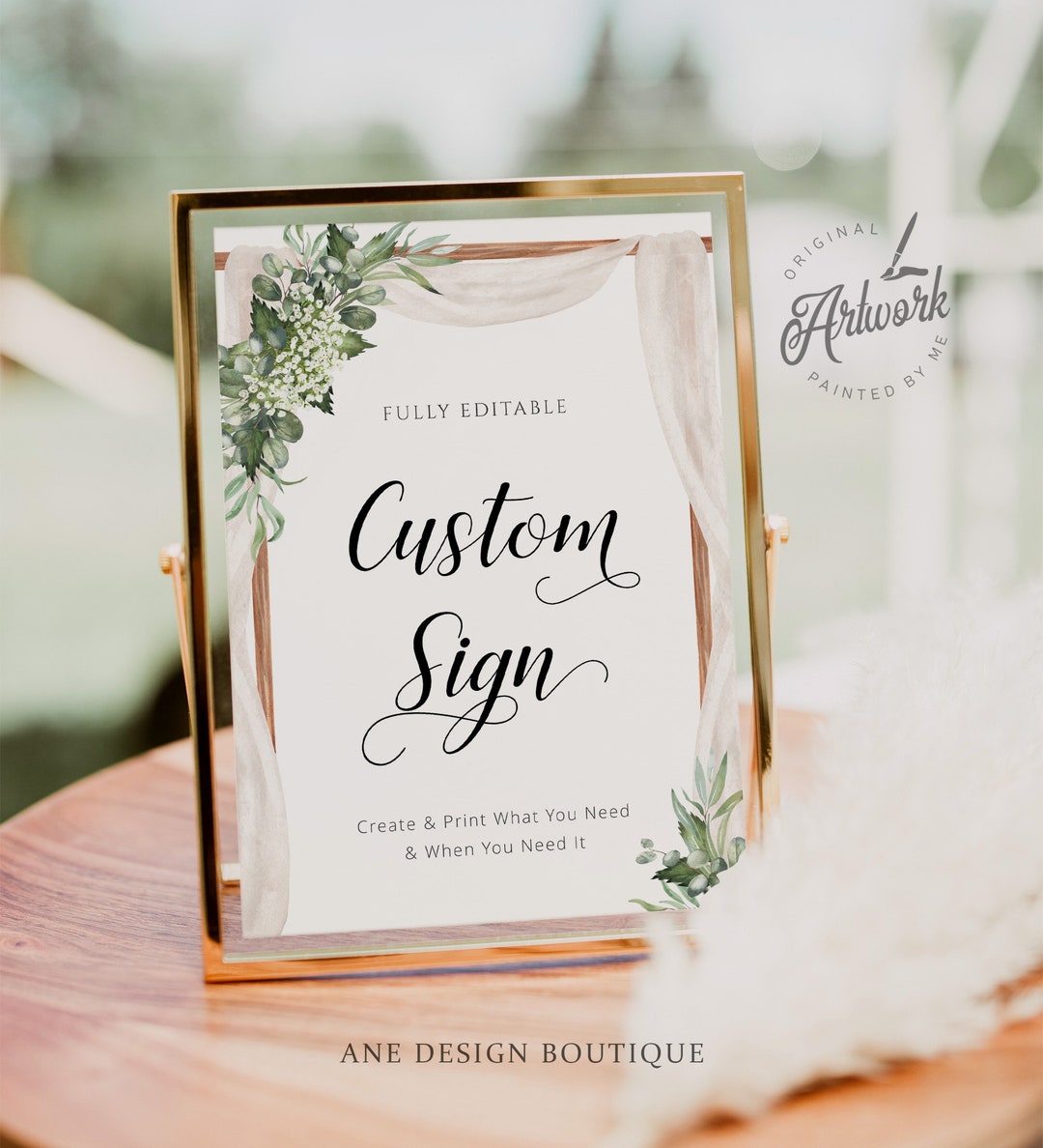 Editable Rustic Arch Greenery Wedding Sign Template Printable 5x7 8x10 ...