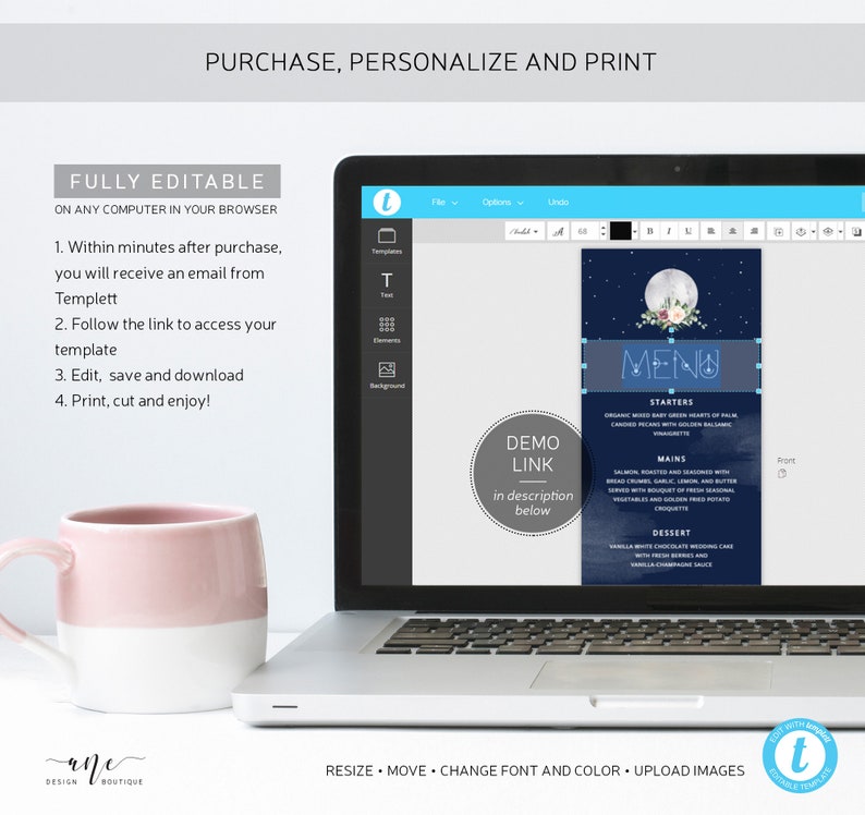 Celestial Moon Wedding Menu Template, Starry Night Sky Dinner Menu Card ...