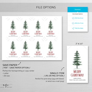 Pine Tree Christmas Gift Tag Template, Holiday Printable Favor Tag ...