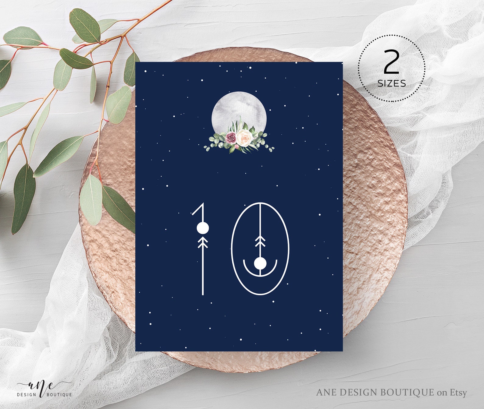 Celestial Moon Wedding Table Numbers Template Starry Night | Etsy