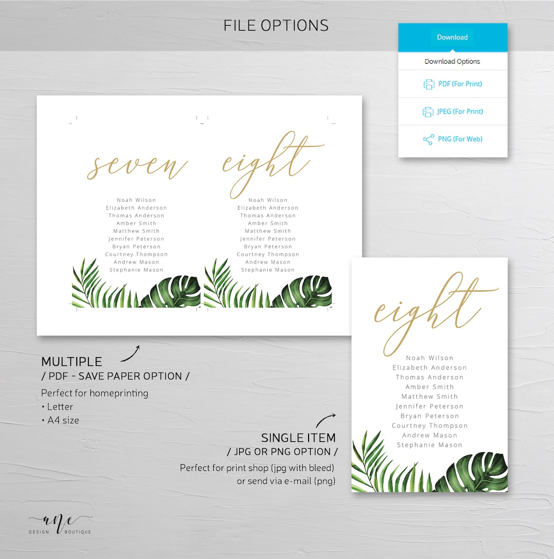 Tropical Seating Chart Template Table Number Cards Beach | Etsy