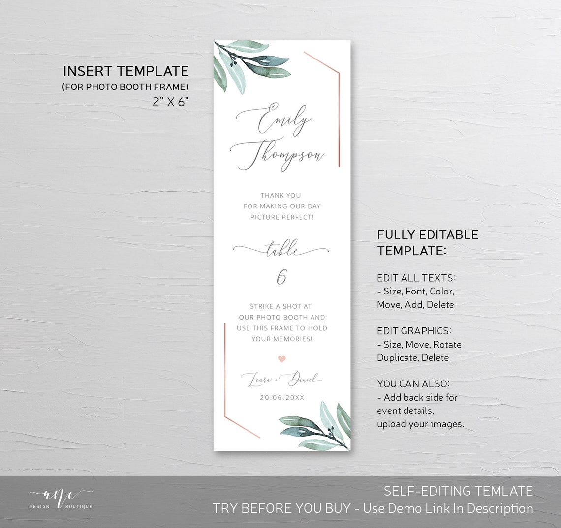 Greenery Wedding Bookmark Favor Template Favor Tag Printable - Etsy