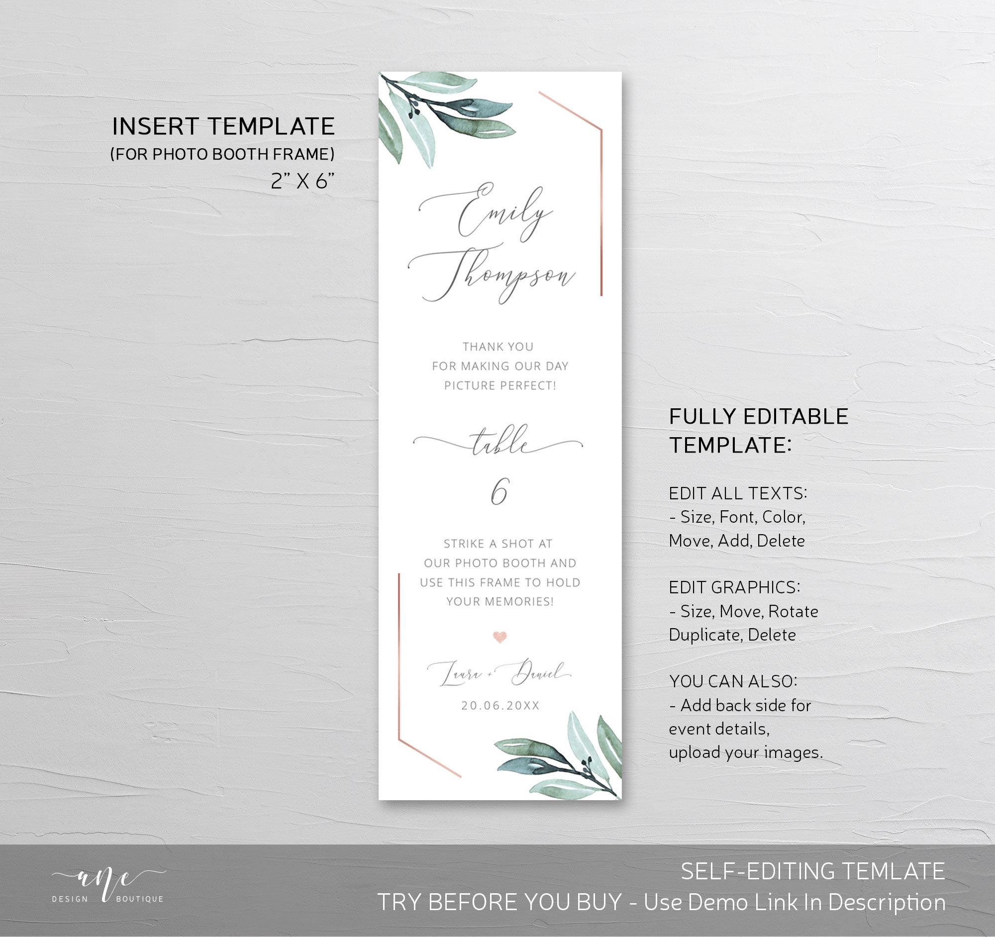 Greenery Wedding Bookmark Favor Template Favor Tag Printable - Etsy