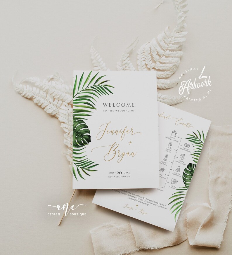 Tropical Wedding Program Timeline Booklet Printable - Etsy