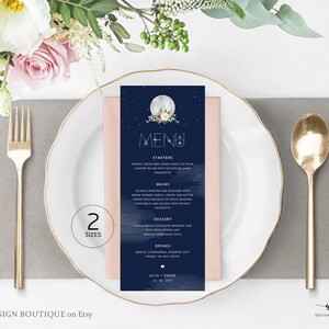 Celestial Moon Wedding Menu Template, Starry Night Sky Dinner Menu Card ...