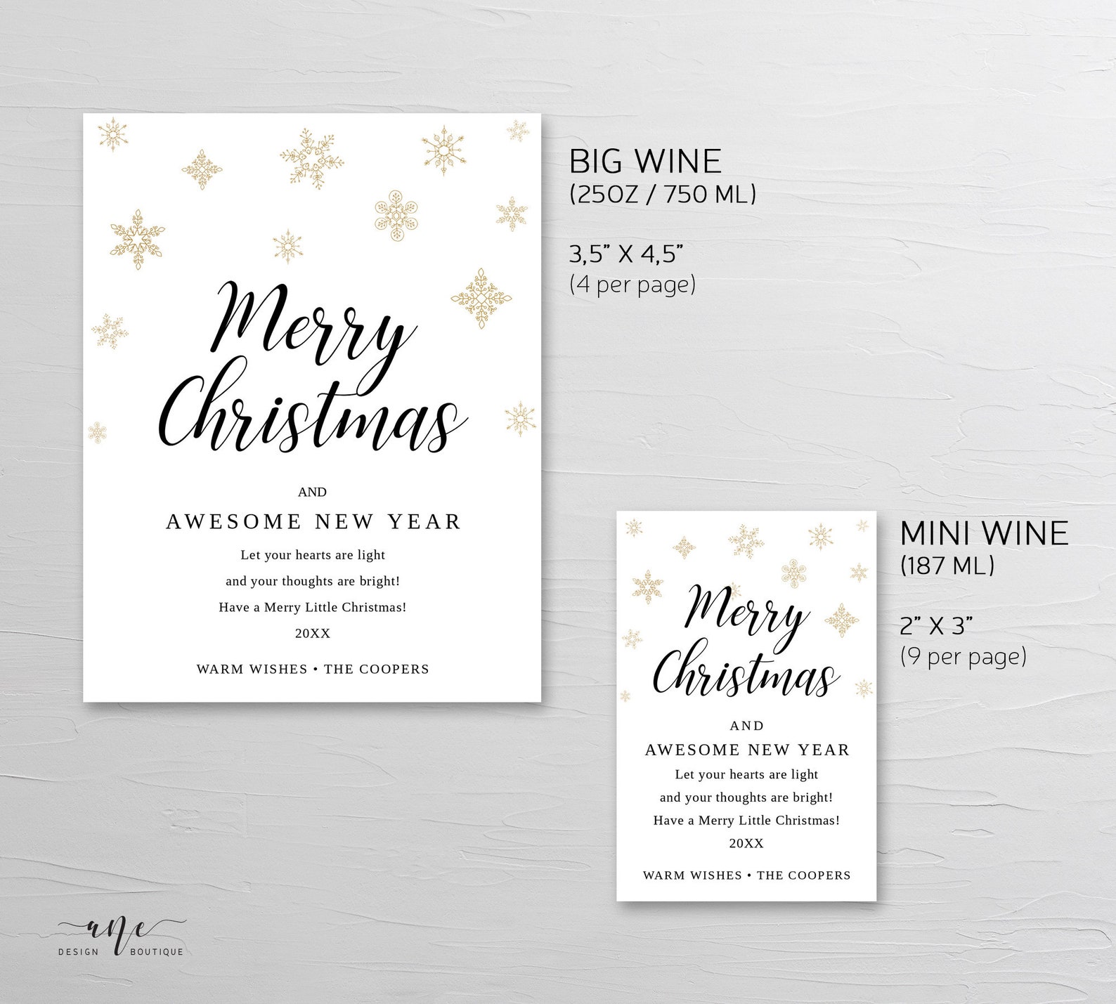 Merry Christmas Wine Label Template, Christmas Gift for Teacher Bottle ...