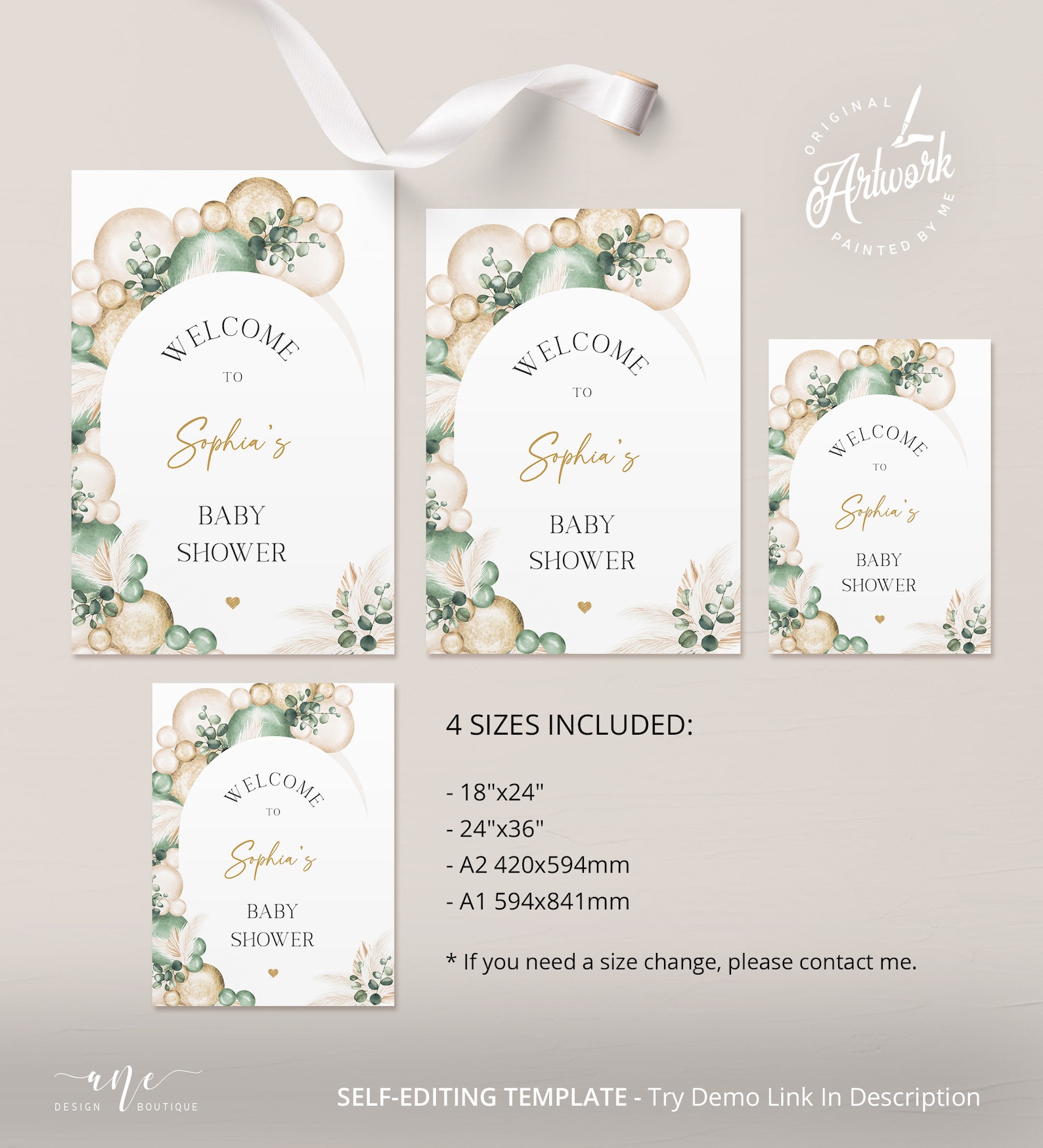 Sage Green Baby Shower Welcome Sign Template Gender Neutral - Etsy