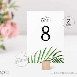 Tropical Table Numbers Template, Printable Wedding Table Seating Card ...