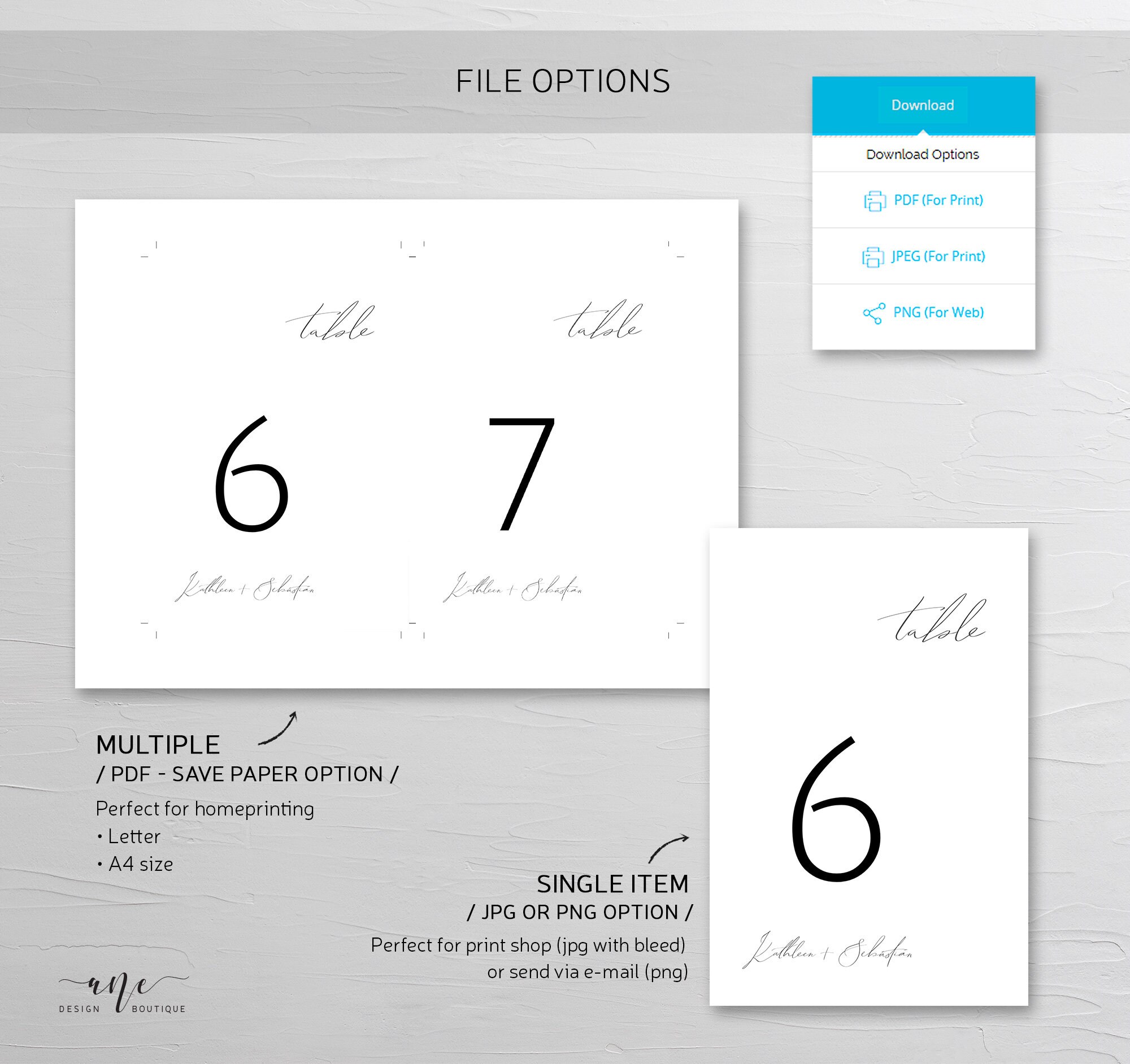 Minimalist Table Number Cards Template, Simple Modern Calligraphy ...