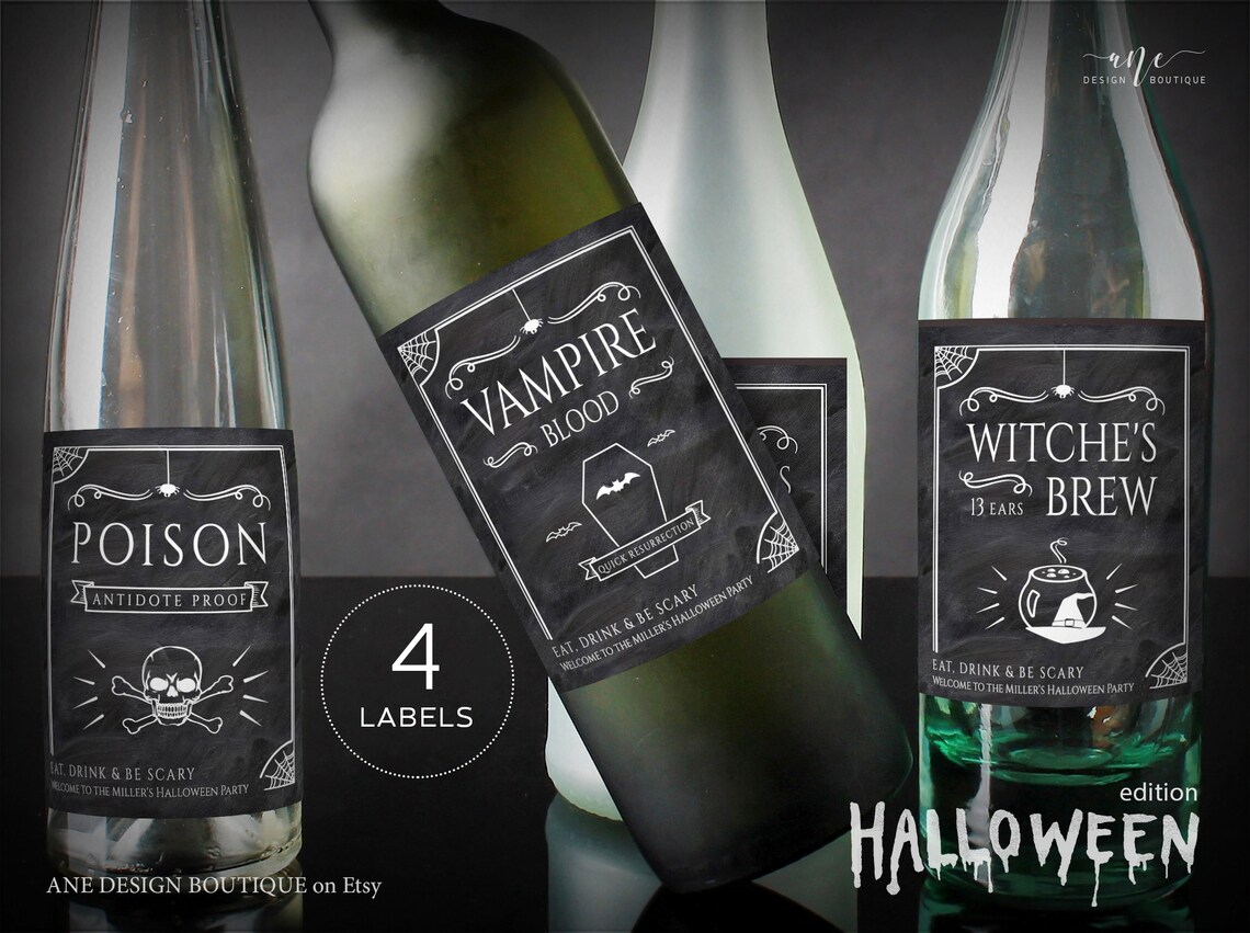 Editable Halloween Wine Bottle Label Templates Funny | Etsy