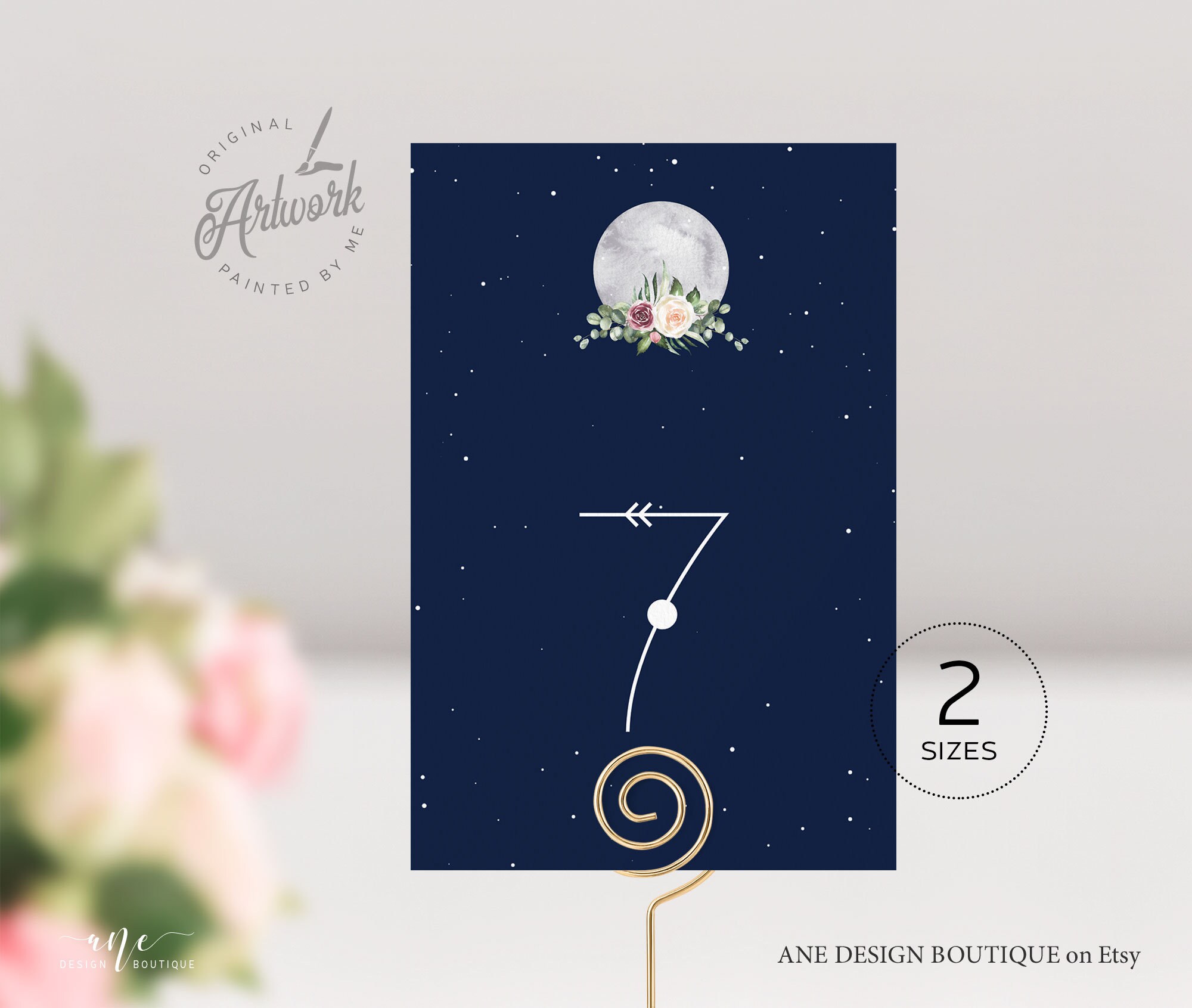 Celestial Moon Wedding Table Numbers Template Starry Night | Etsy