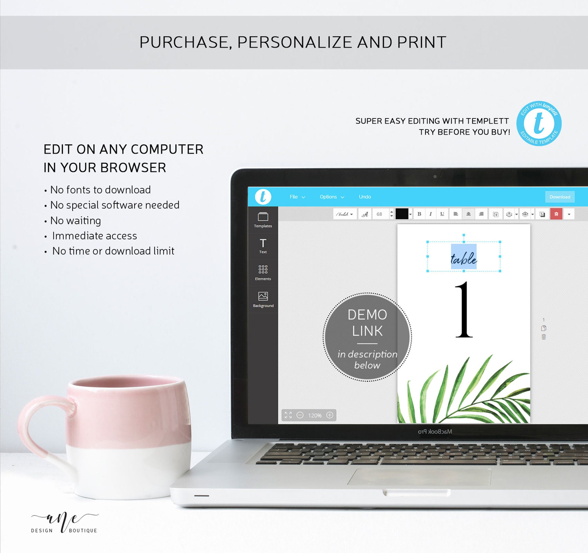 Tropical Table Numbers Template, Printable Wedding Table Seating Card ...