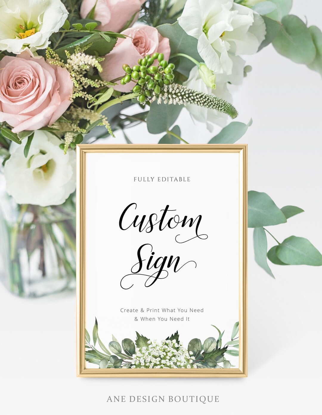 Custom Rustic Wedding Sign Template, Table Sign, Printable Eucalyptus ...
