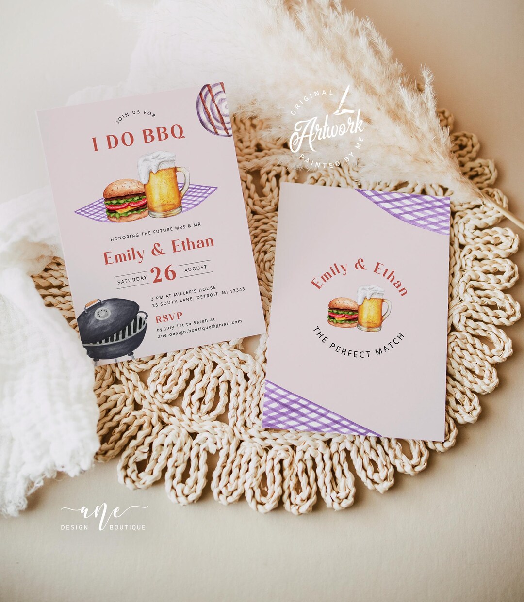 Hand Painted I Do BBQ Invite Printable Template, I Do Bbq Engagement ...