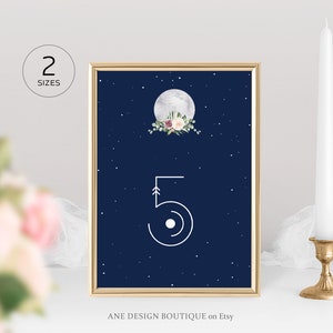 Celestial Moon Wedding Table Numbers Template, Starry Night Sky Bridal ...