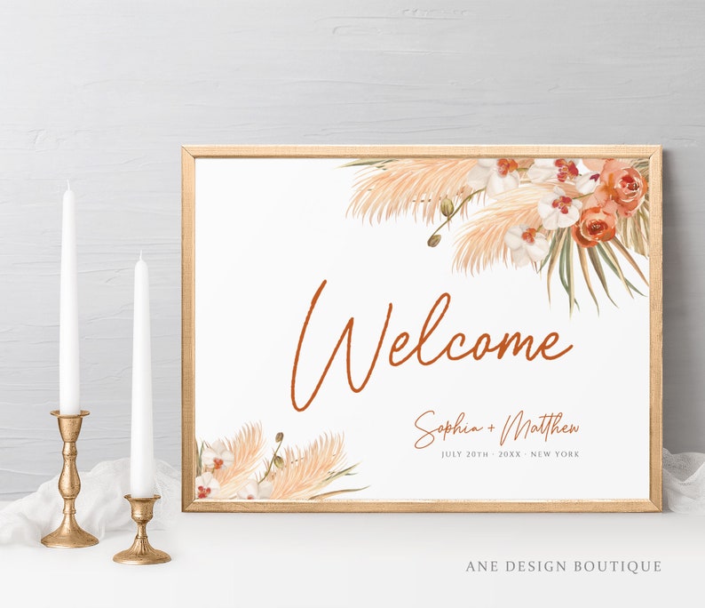 Boho Terracotta Wedding Welcome Sign Template Burnt Orange - Etsy